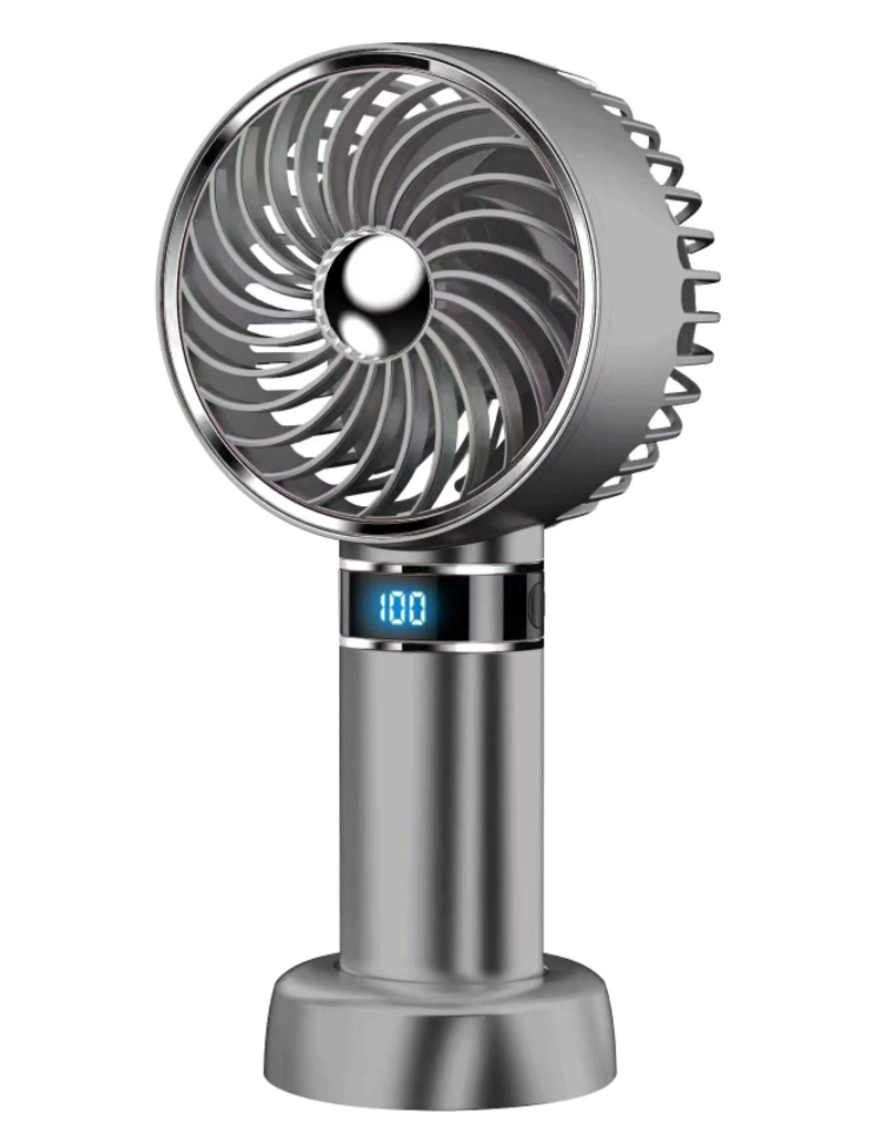 i2 5 Speed Rechargeable Hand Fan with Digital Display - Grey – The ...